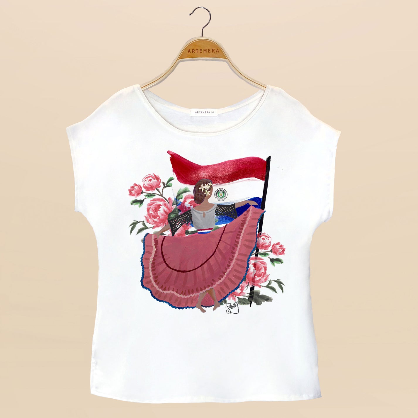 Blusa Artemera Negra - Ñandutí Guaraní